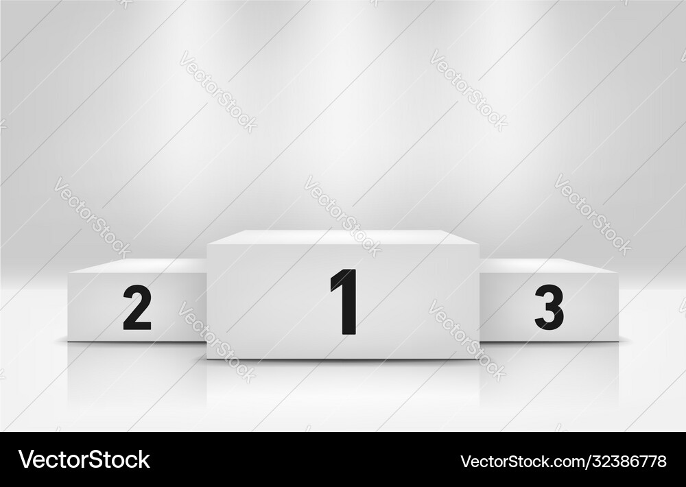 Winners podium with spotlights on grey background Vector Image
