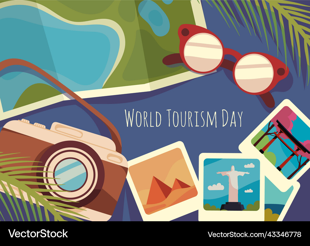 World tourism day card Royalty Free Vector Image