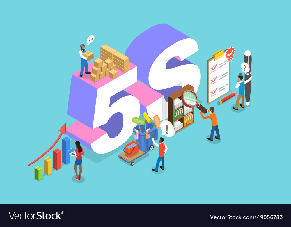 3d isometric flat of 5s Royalty Free Vector Image