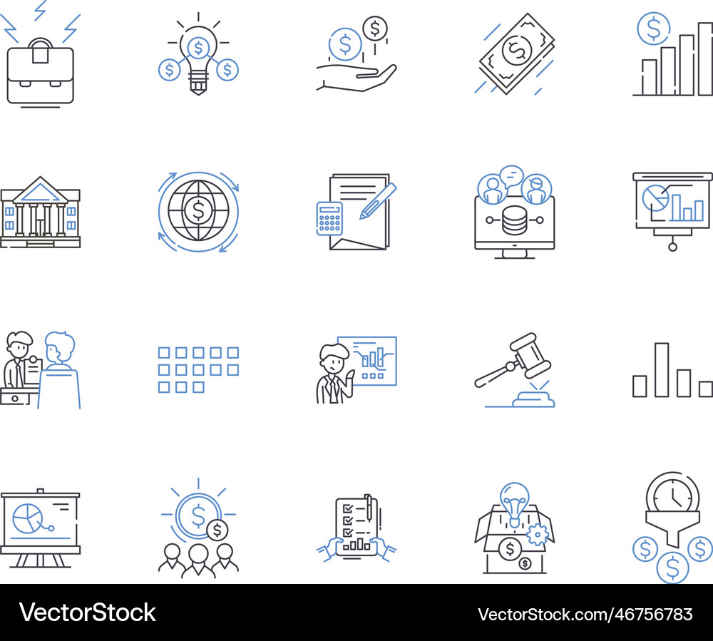 Accounting and documents outline icons collection Vector Image
