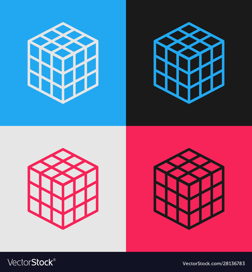 Color line rubik cube icon isolated on Royalty Free Vector Color line rubik cube icon isolated on Royalty Free Vector