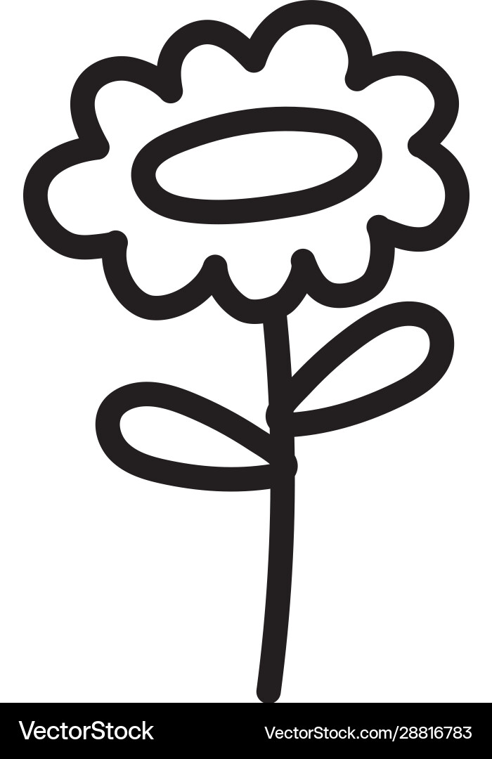 Decorative flower stem decoration icon thick line Vector Image