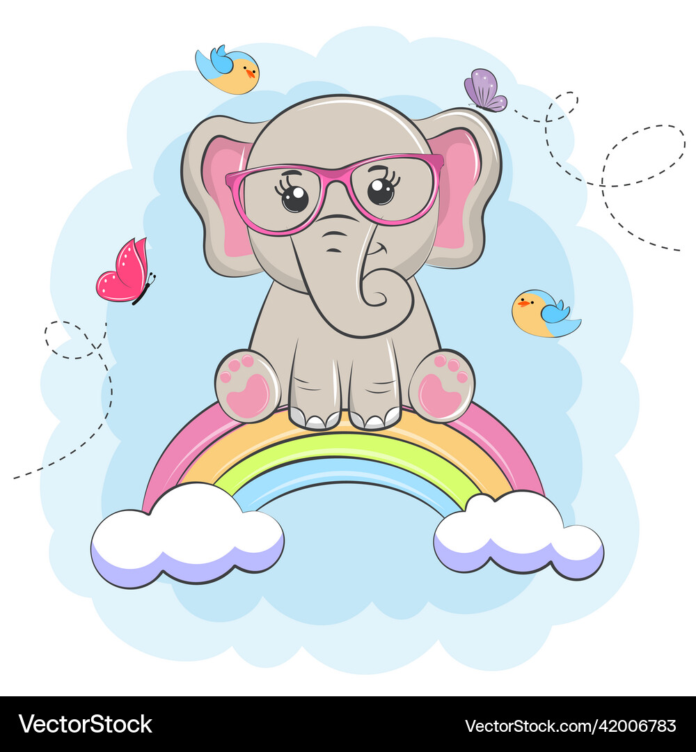 Elephant sitting on the rainbow Royalty Free Vector Image