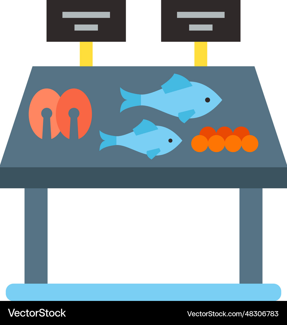Fish shelve at supermarket icon Royalty Free Vector Image