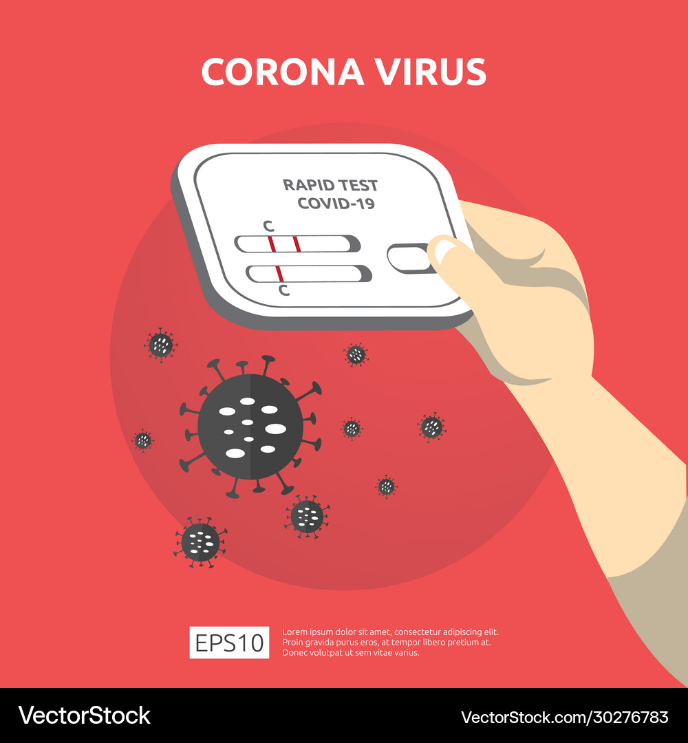 Hand holding a rapid test kit for covid-19 Vector Image