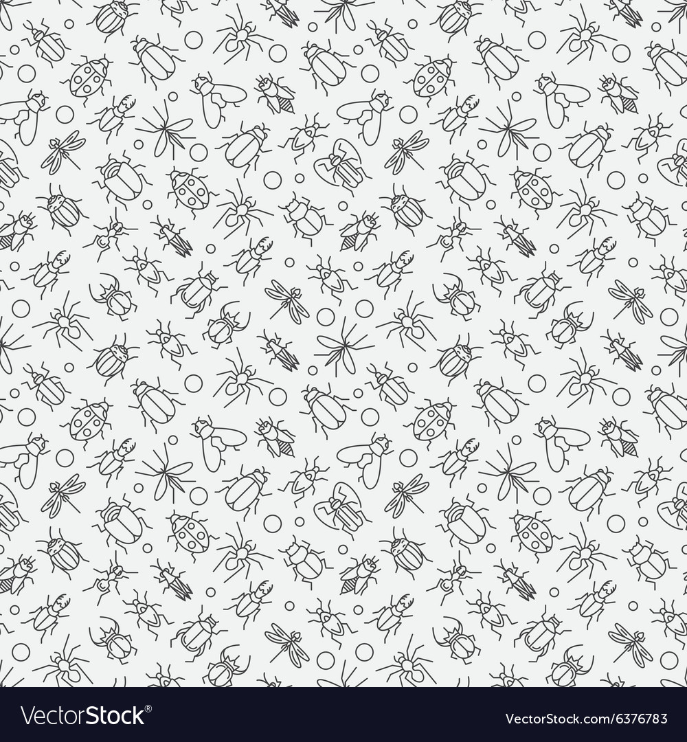 Insects linear pattern Royalty Free Vector Image