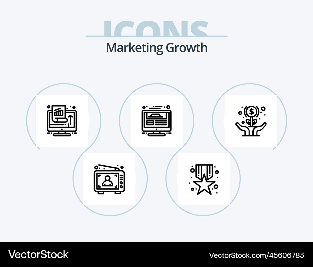 Marketing growth line icon pack 5 icon design Vector Image