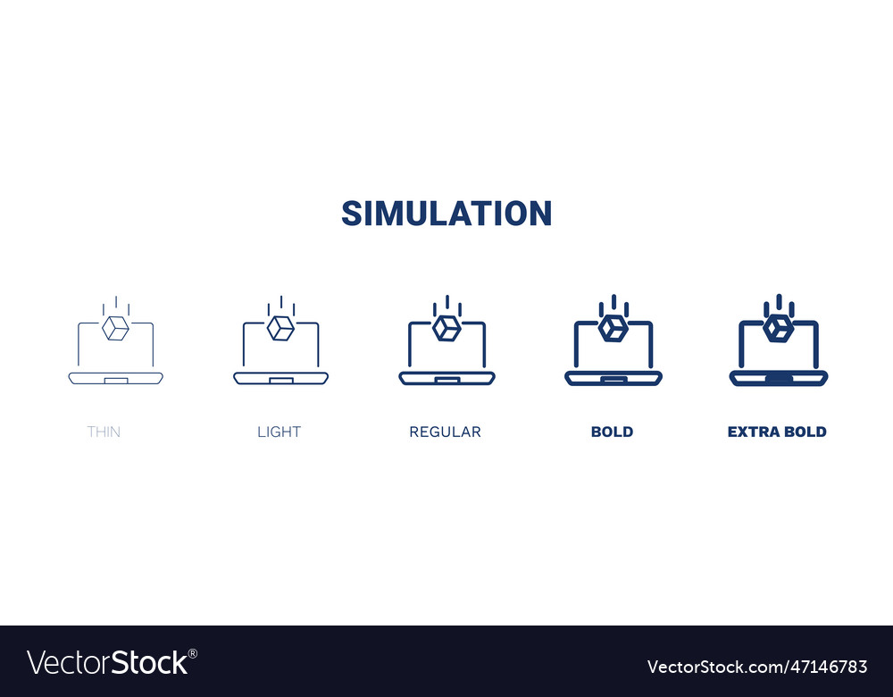 Simulation icon thin light regular bold black Vector Image