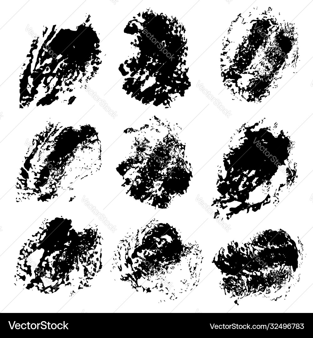 Texture smears black dry paint spots on white Vector Image