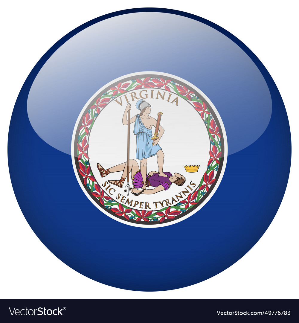 Virginia flag button Royalty Free Vector Image