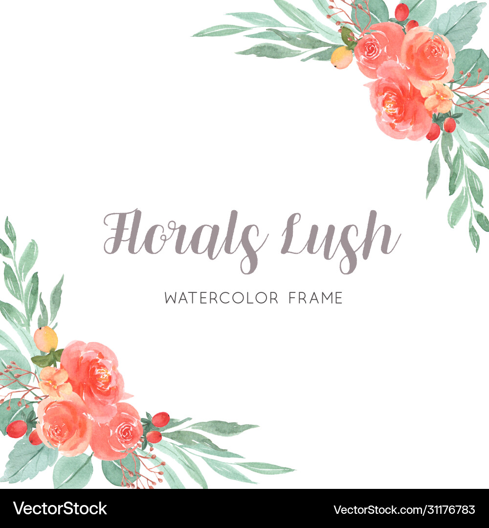 Watercolor florals hand painted with text frame Vector Image