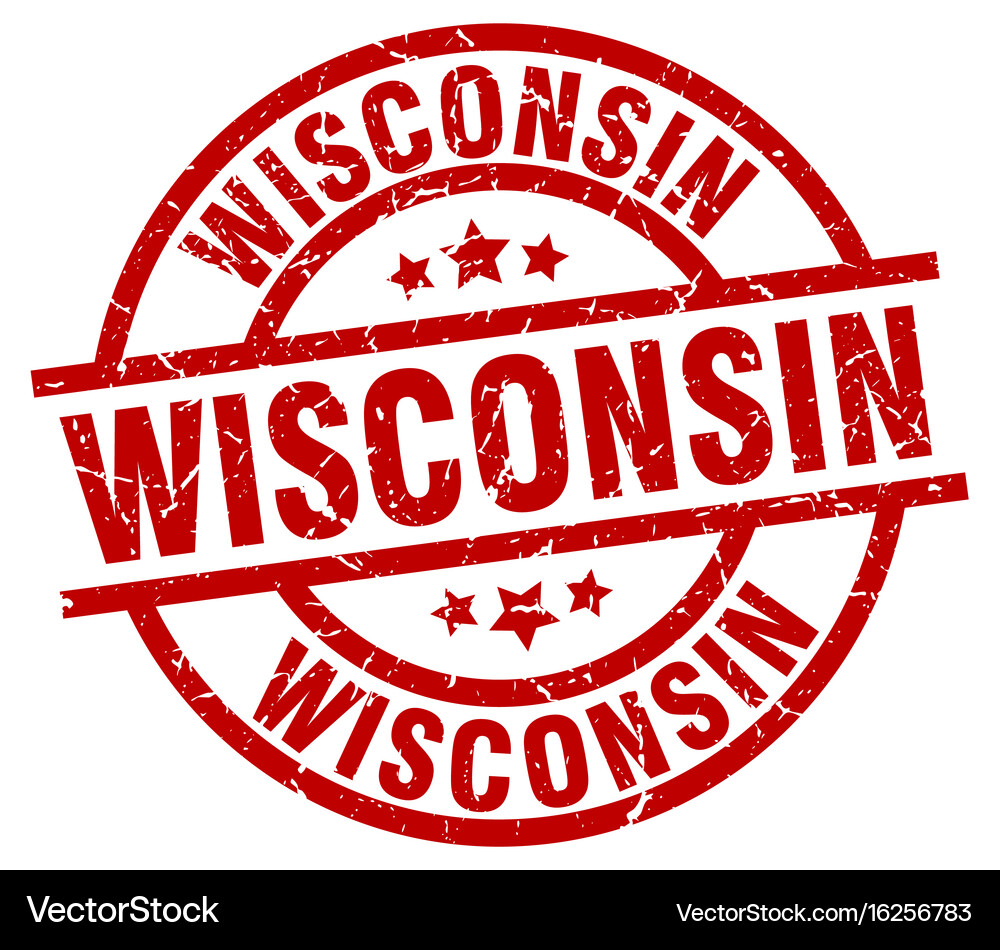 Wisconsin red round grunge stamp Royalty Free Vector Image
