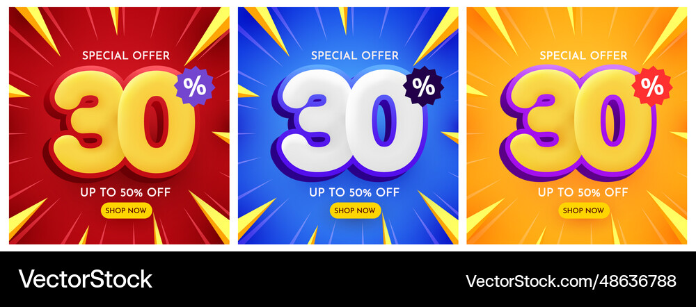 30 percent off discount creative composition Vector Image