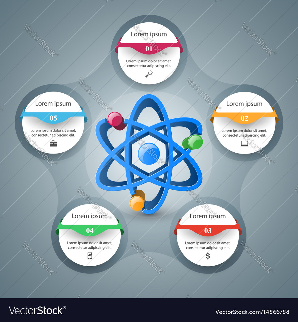 Abstract 3d infographic atom science ico Vector Image