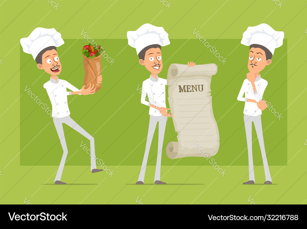 Cartoon flat chef cook man character set Vector Image