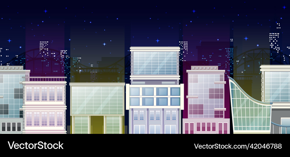 City building view at night Royalty Free Vector Image