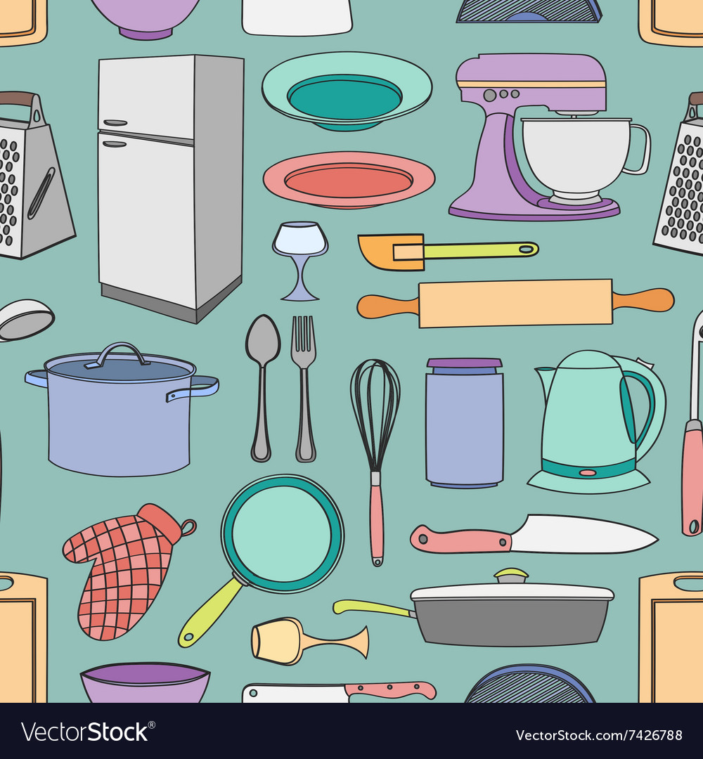 Doodle pattern kitchen Royalty Free Vector Image