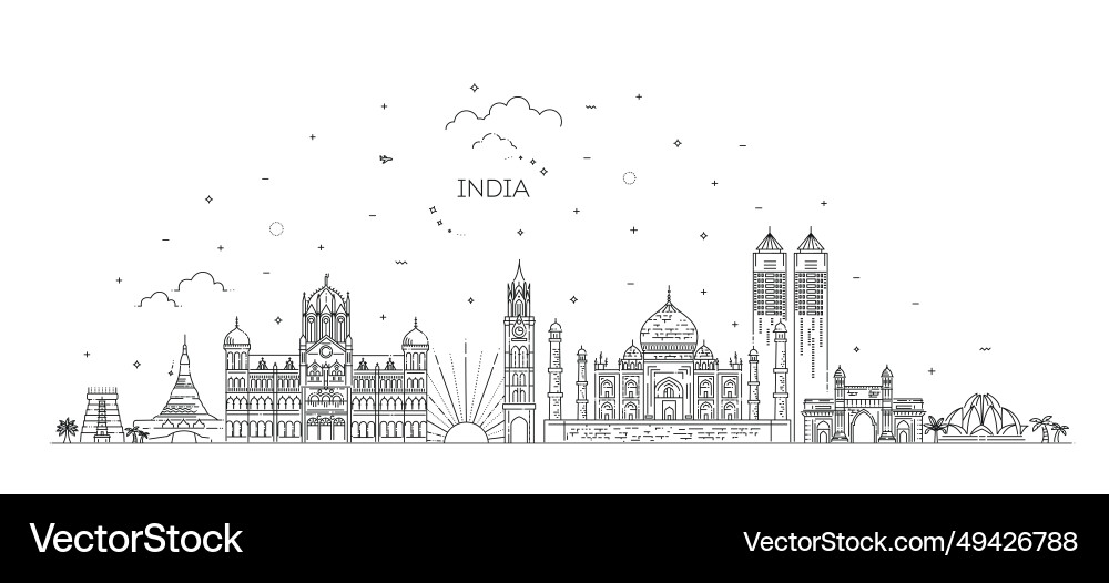 Famous indian monument and landmark Royalty Free Vector