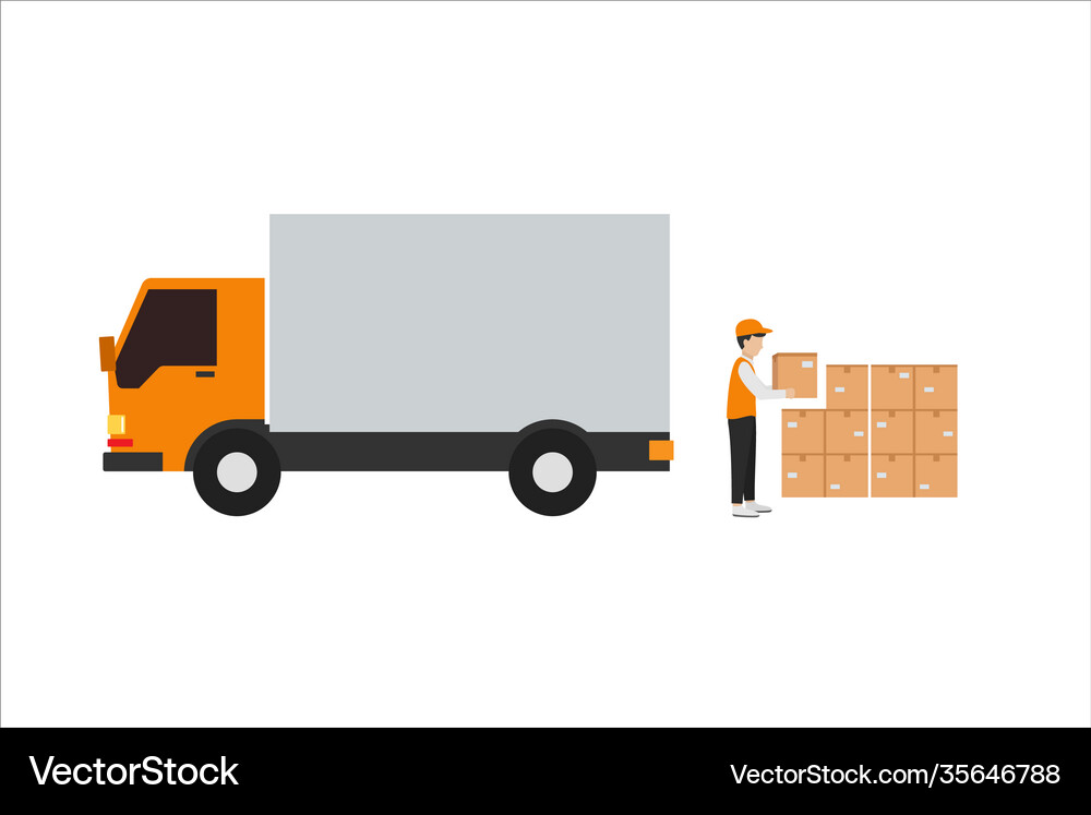Flat truck design for order delivery Royalty Free Vector