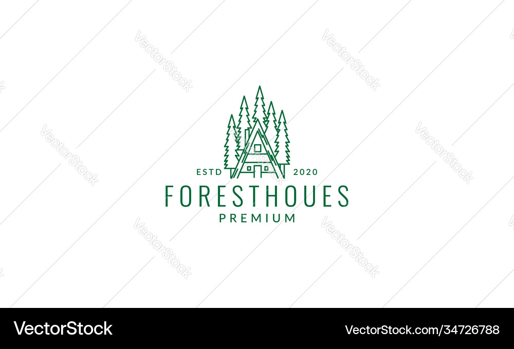 Home house forest tree minimalist line outline Vector Image
