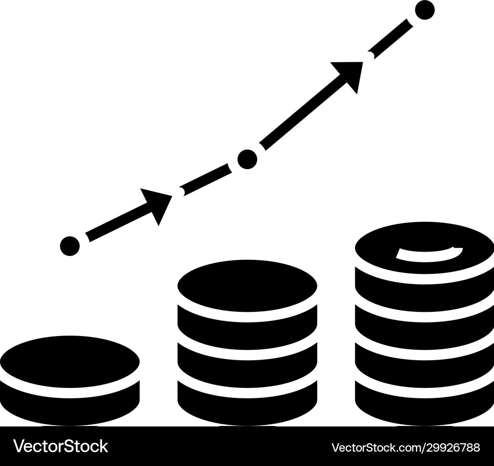Income rising black icon concept Royalty Free Vector Image