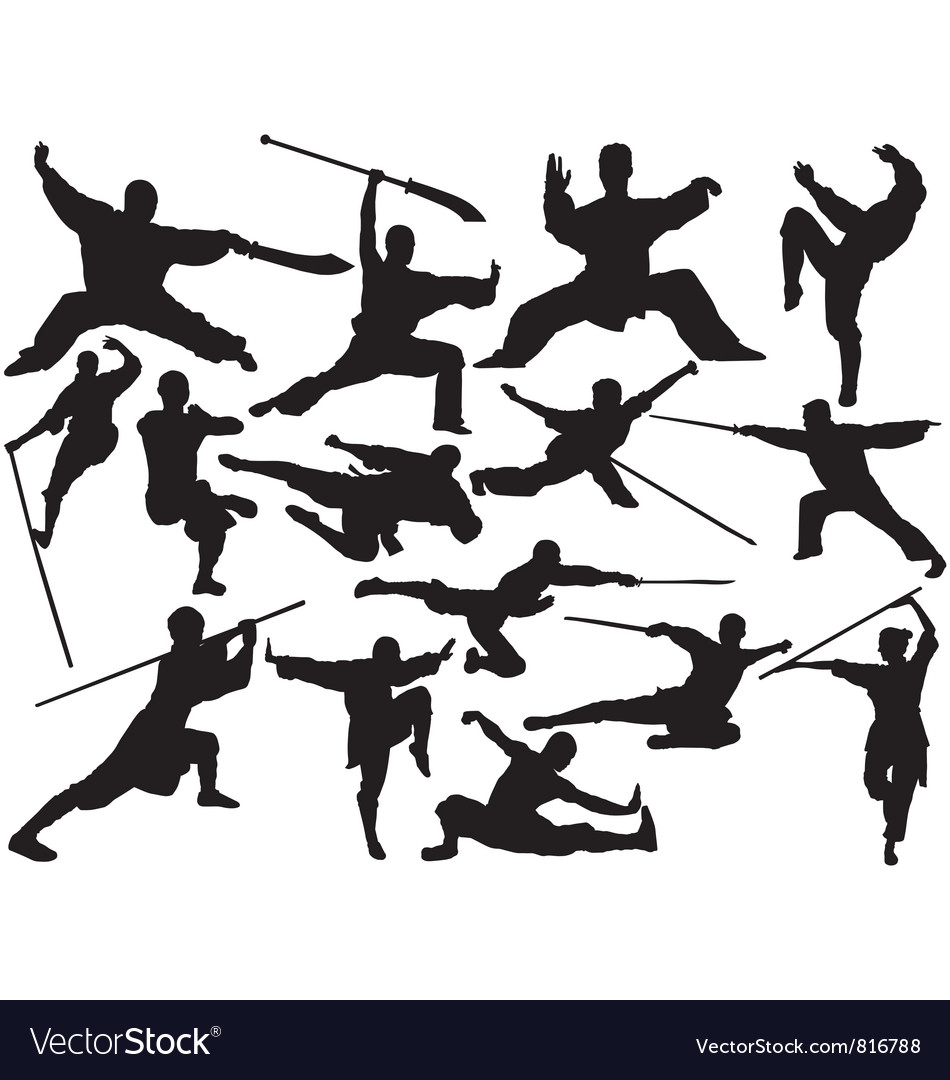 Kung fu silhouettes Royalty Free Vector Image - VectorStock Kung fu silhouettes Royalty Free Vector Image - VectorStock