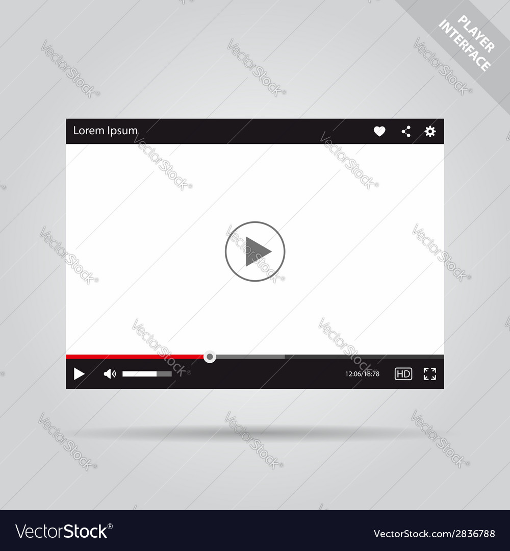 Modern flat video player interface Royalty Free Vector Image