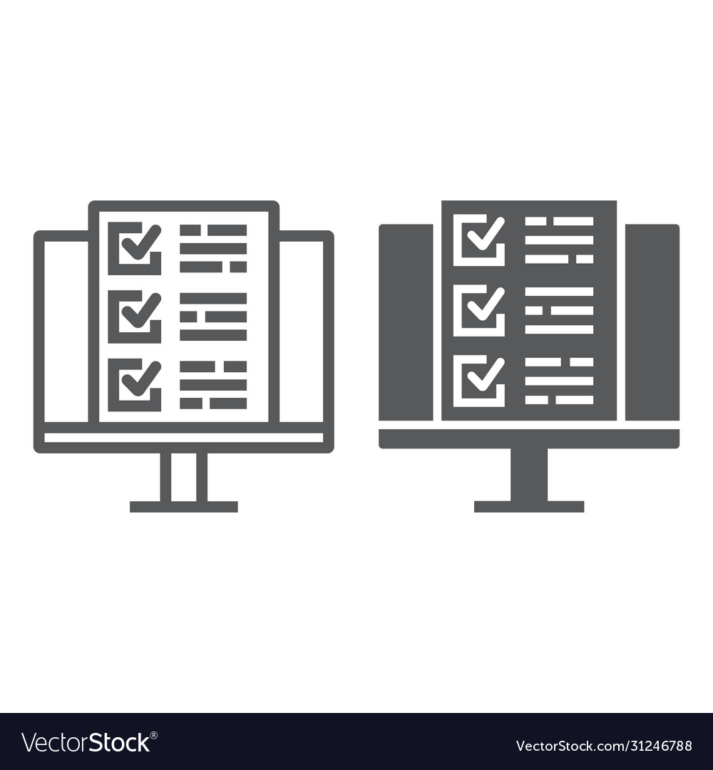 Online test line and glyph icon education Vector Image
