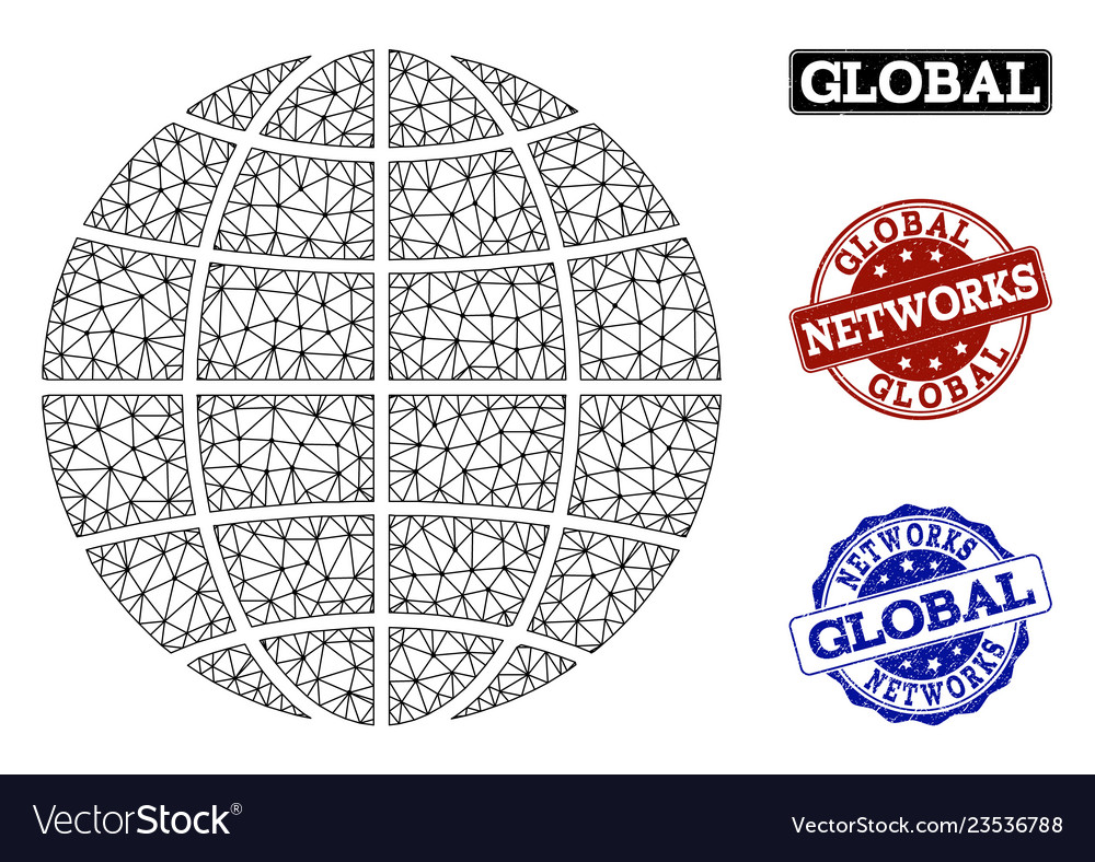 Polygonal network mesh globe and network Vector Image