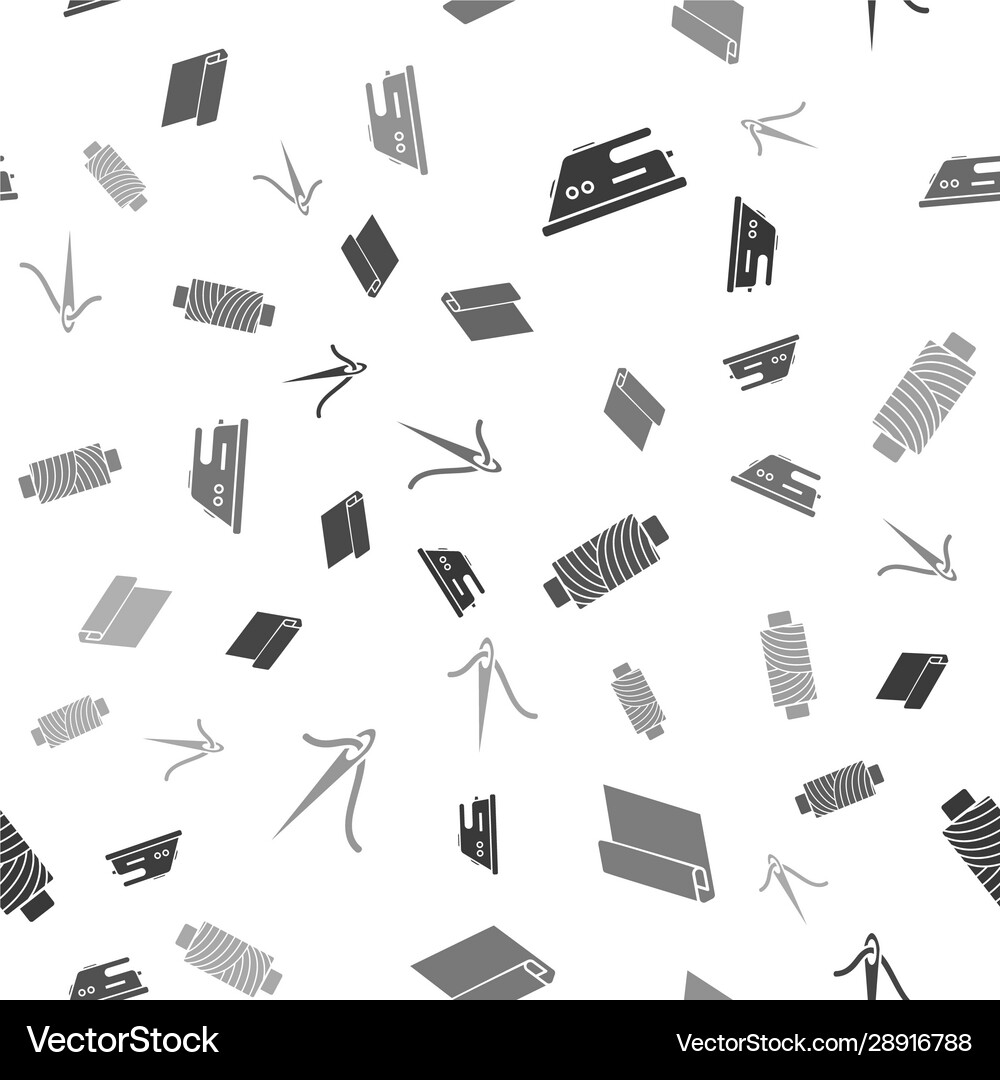 Set electric iron textile fabric roll sewing Vector Image