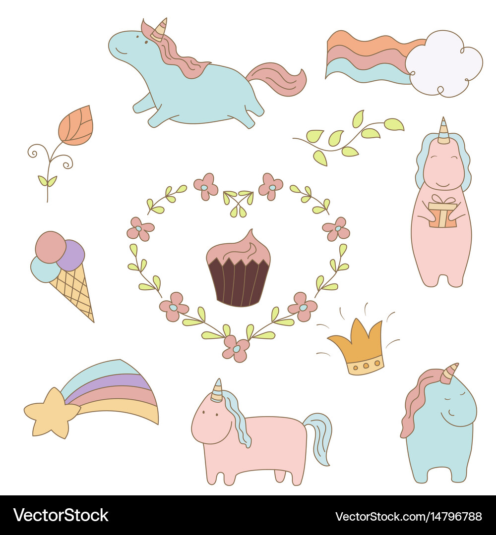 Set of unicorn Royalty Free Vector Image - VectorStock