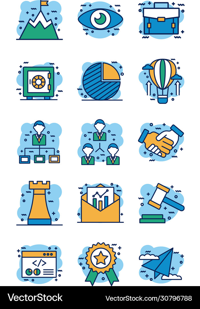 Start up and business set icons Royalty Free Vector Image