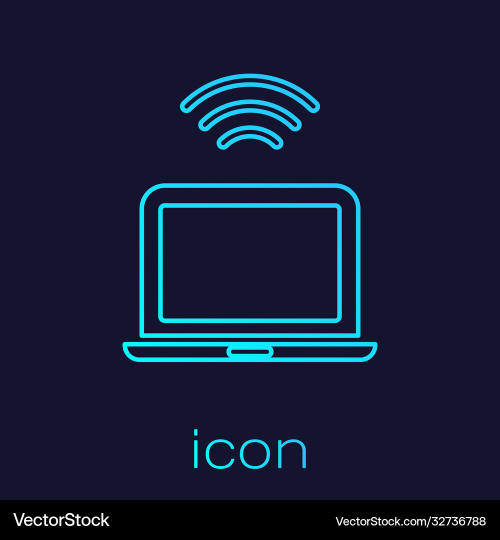 Turquoise line wireless laptop icon isolated Vector Image