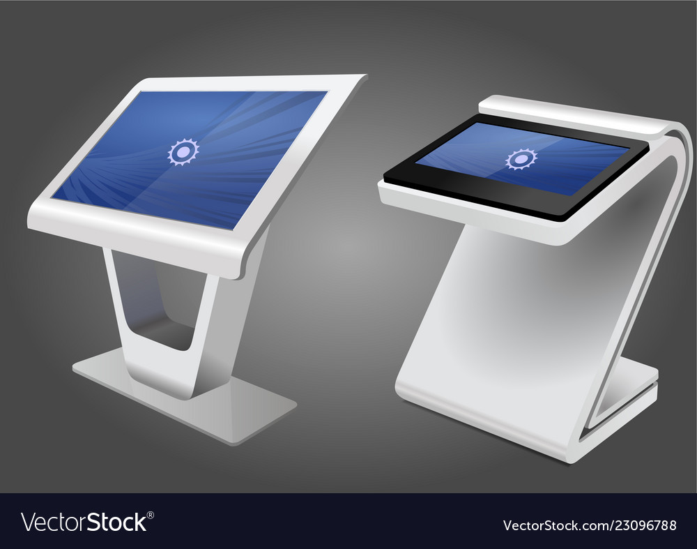 Two promotional interactive information kiosk Vector Image