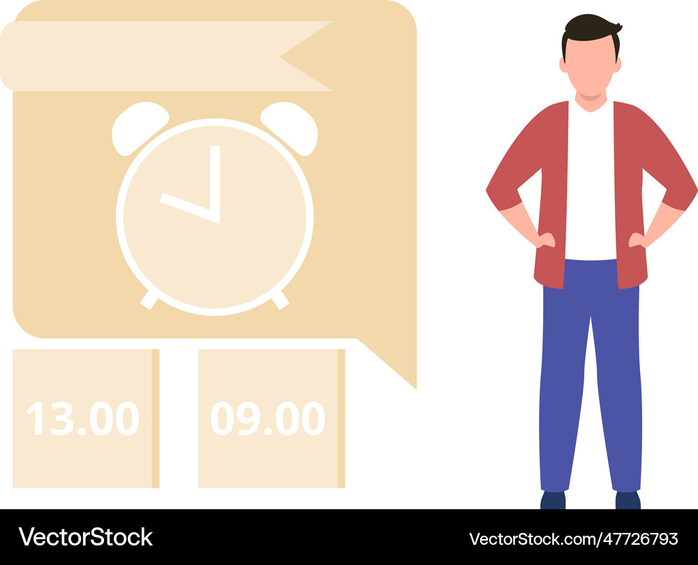 Boy set a reminder at 3 and 9 pm Royalty Free Vector Image