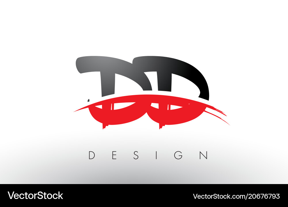 Dd d brush logo letters with red and black Vector Image