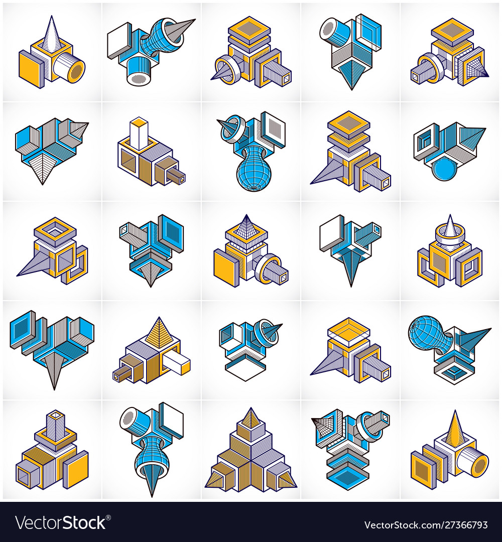 Engineering constructions collection abstract set Vector Image