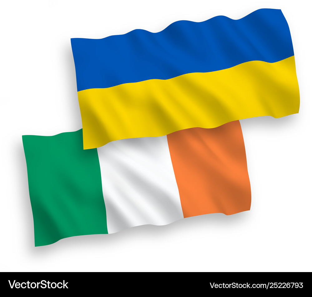 Flags ireland and ukraine on a white background Vector Image
