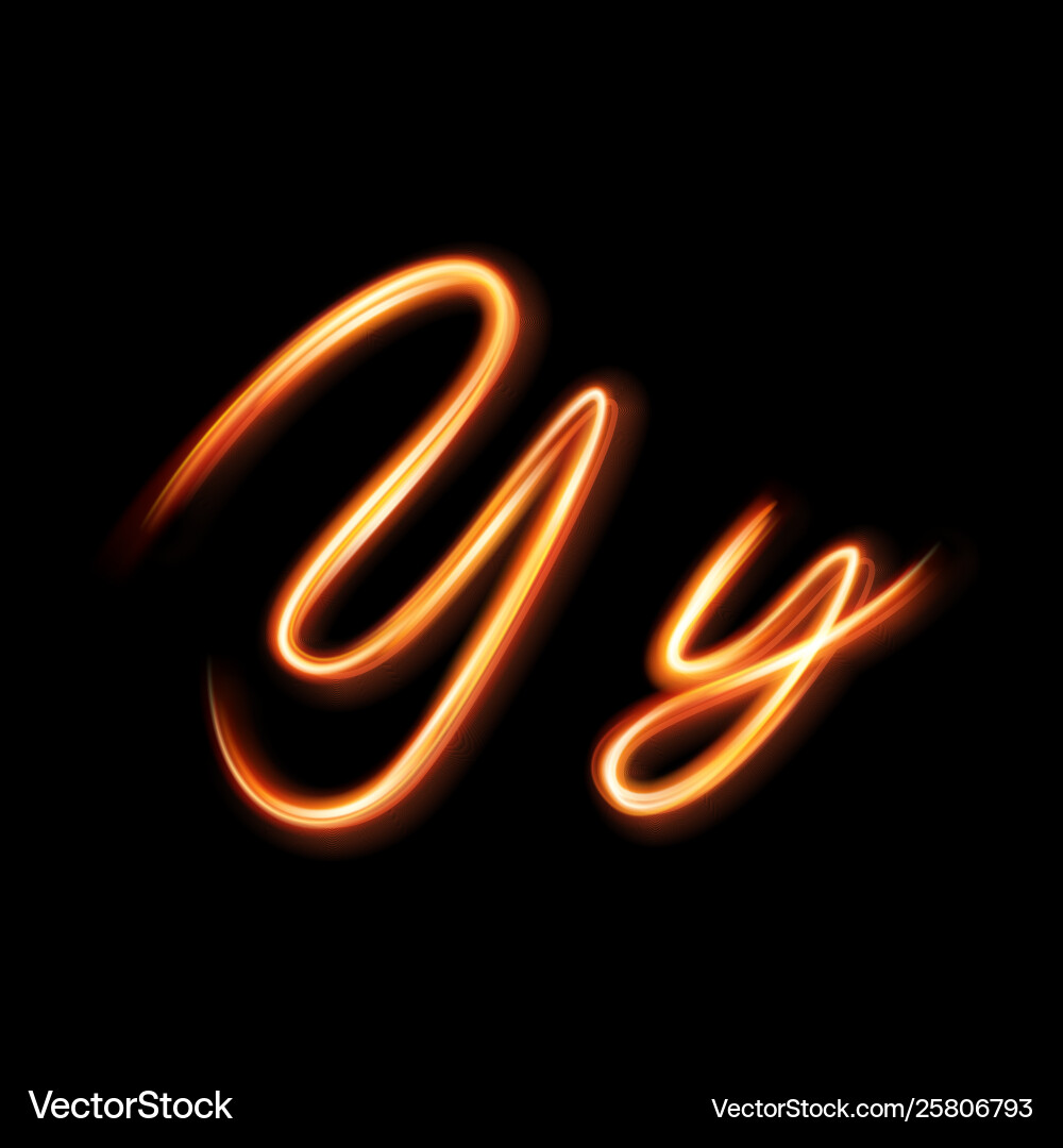 Glowing light letter y hand lighting painting Vector Image