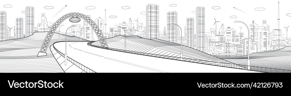 Highway under the bridge modern city Royalty Free Vector