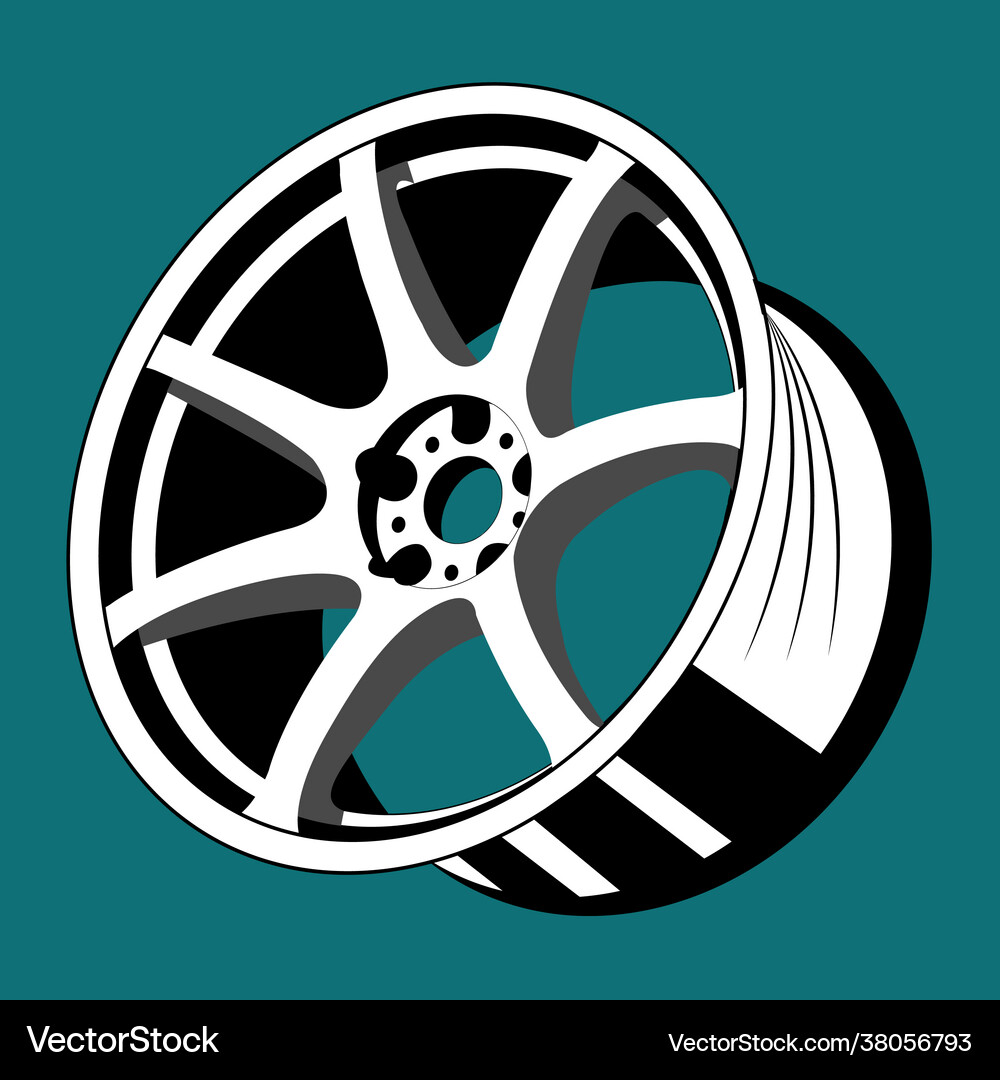Isolated monochrome car wheel rim image Royalty Free Vector