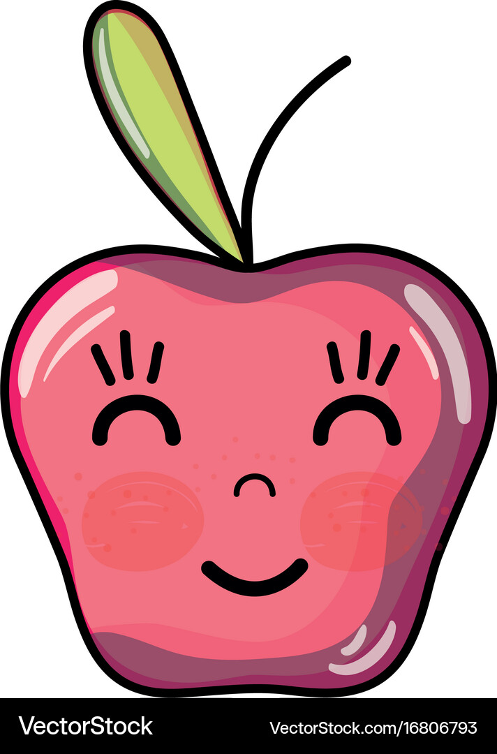 Kawaii cute happy apple fruit Royalty Free Vector Image