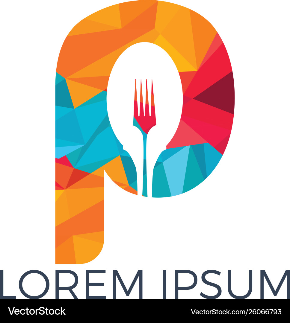 Letter p food logo template Royalty Free Vector Image