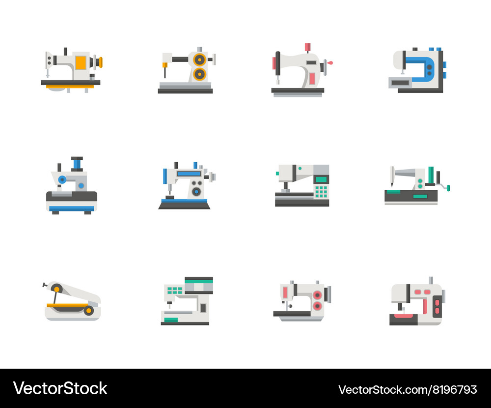 Modern flat design sewing equipment icons Vector Image