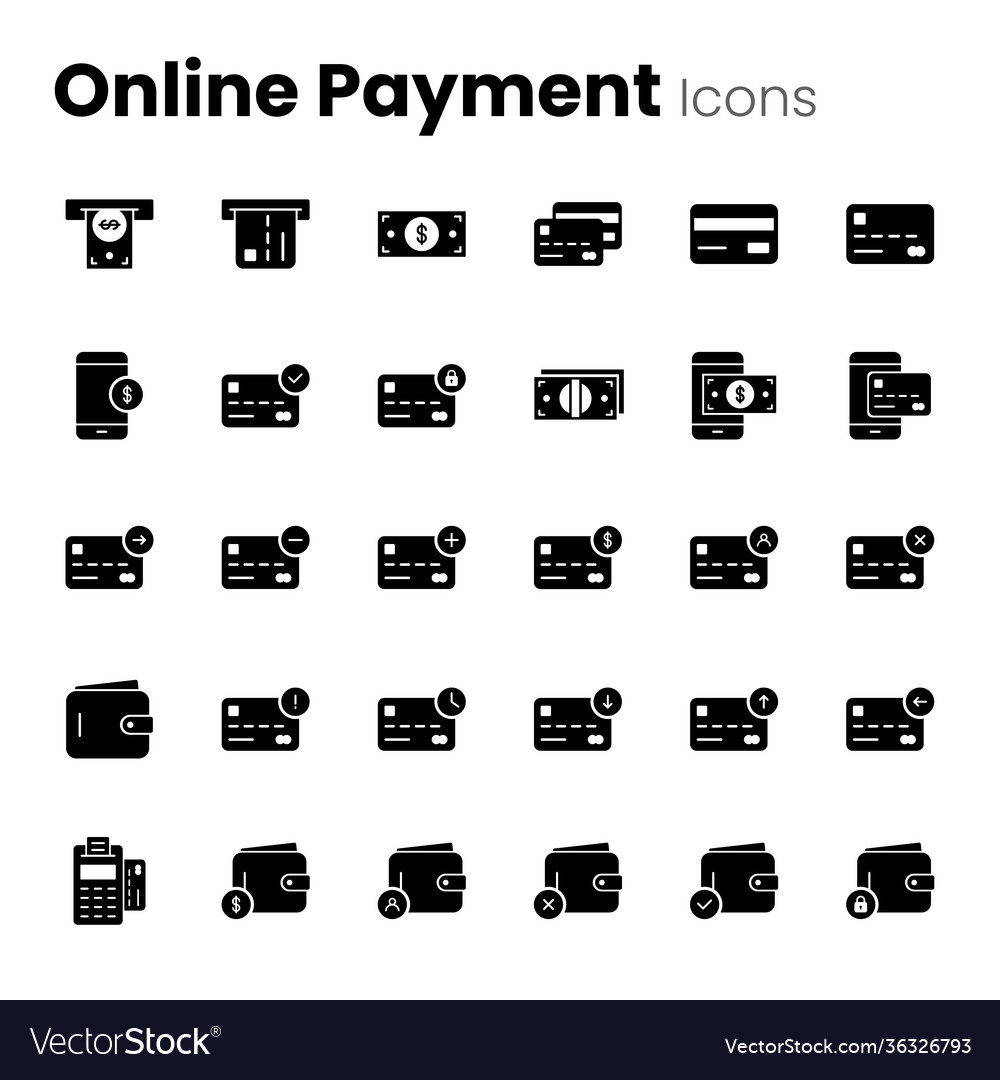 Online digital payment icon set Royalty Free Vector Image Online digital payment icon set Royalty Free Vector Image