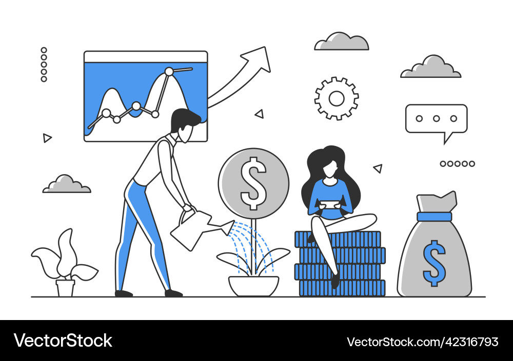 Profitable business startup supporting strategy Vector Image