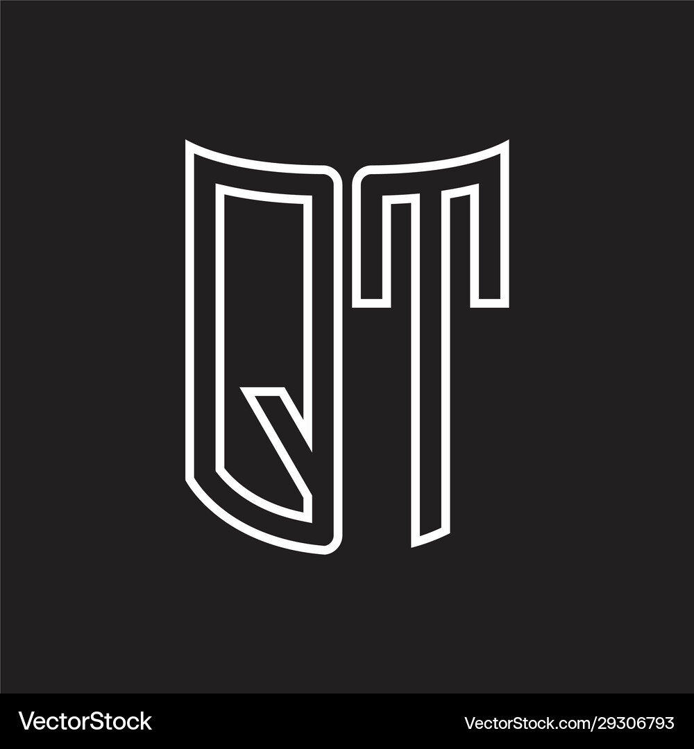 Qt logo monogram with ribbon style outline design Vector Image