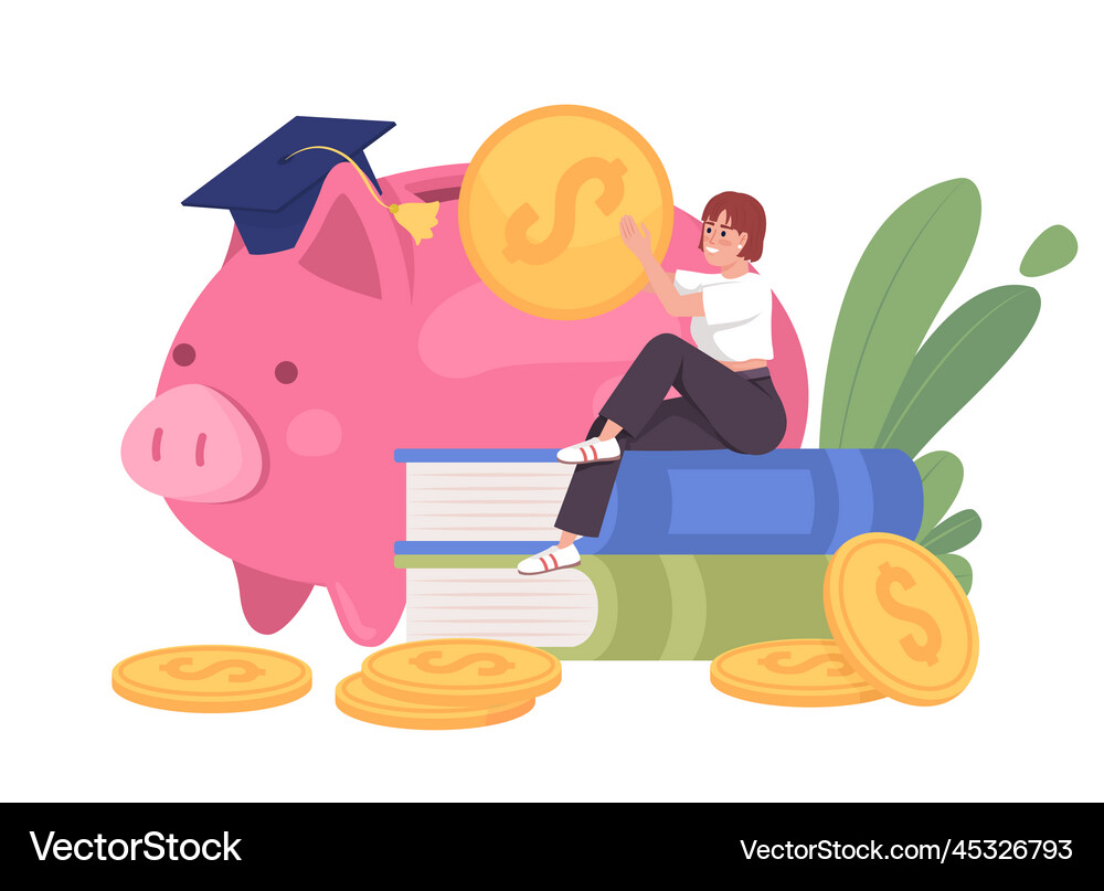 Savings for self education semi flat color Vector Image