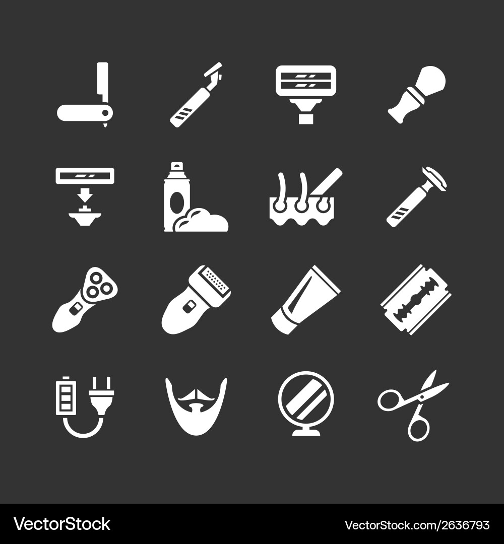 Set icons shave barber equipment Royalty Free Vector Image