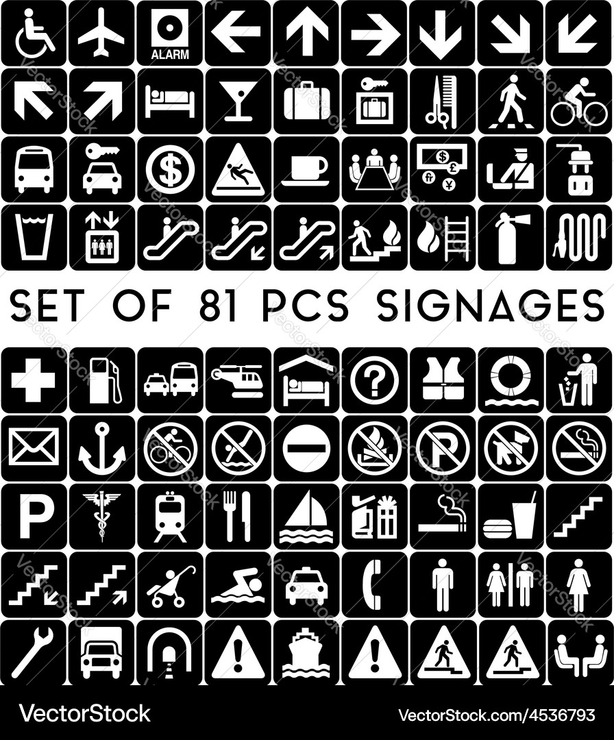 SET-OF-81-PCS-SIGNAGES Royalty Free Vector Image